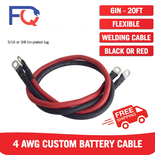 4 AWG Gauge Custom Copper Battery Cable Wire (Black/Red)